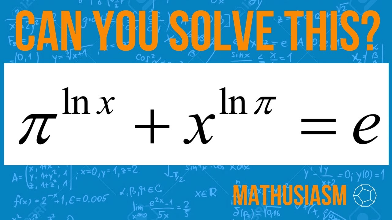 Algebra 1: Math Trick | An Interesting Exponential Equation with e, π ...
