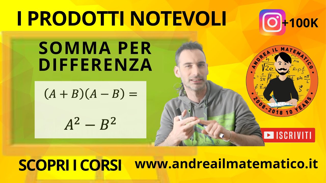 SOMMA PER DIFFERENZA - PRODOTTI NOTEVOLI - BASI MATEMATICHE - YouTube