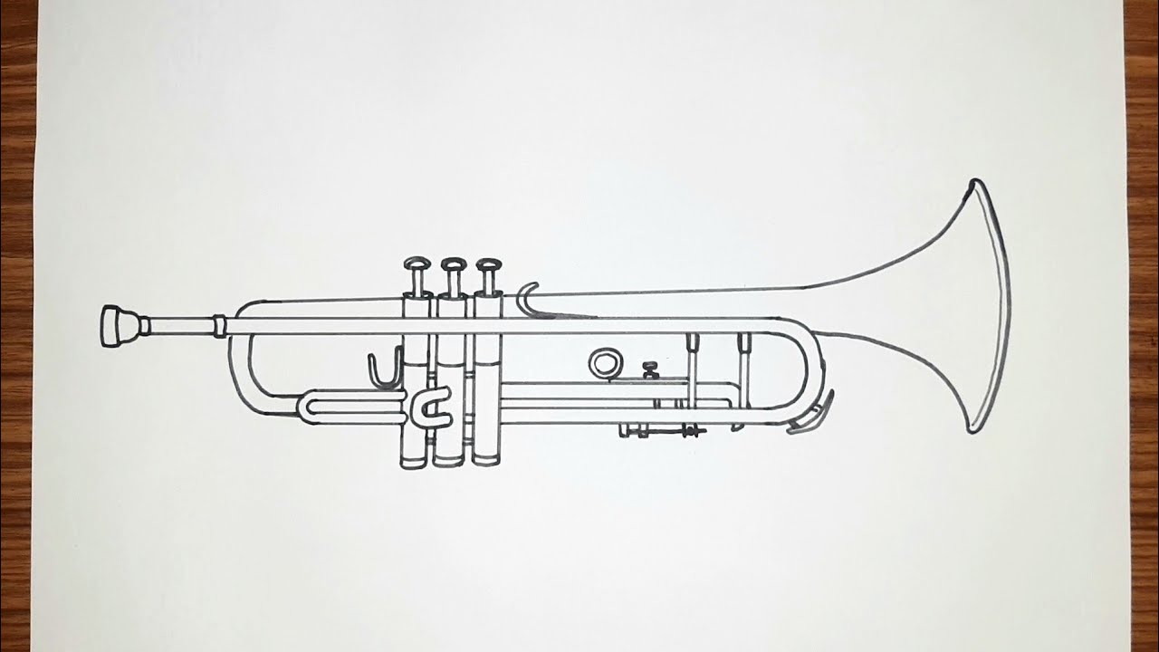 Trumpet drawing easy | How to draw a Trumpet step by step | Trumpet ...