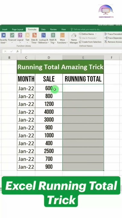 Excel Running Total Trick #video #exceltech #excel #excelspreadsheet #spreadsheetsolutions # ...
