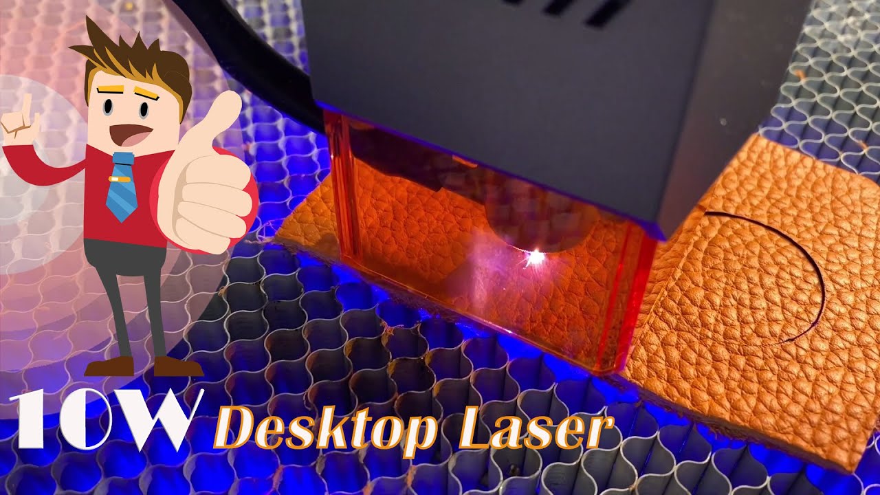 desktop 10w blue diode laser cutting test for leather - YouTube