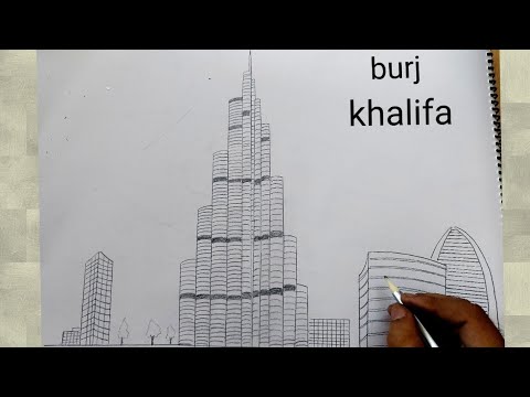 how to draw burj khalifa I how to draw burj khalifa easy I how to draw ...