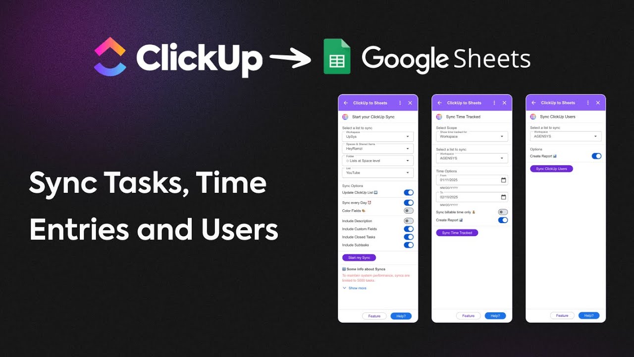 ClickUp to Sheets Quick Tour - YouTube