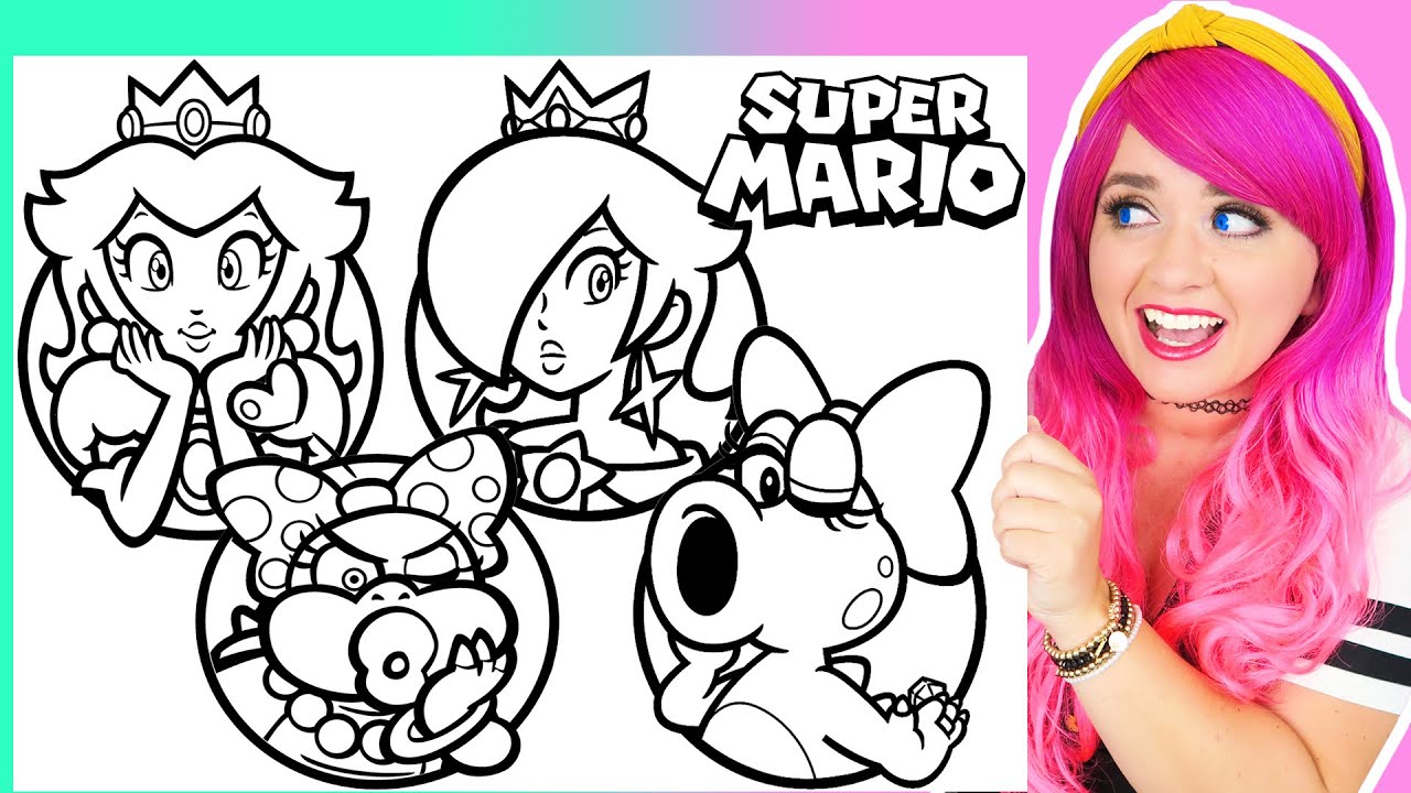 Coloring Princess Peach, Rosalina, Birdo & Wendy Super Mario Coloring ...