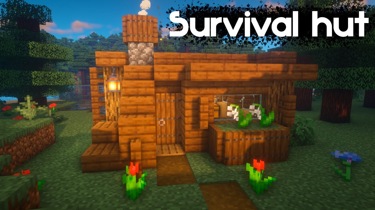 Simple Cozy Survival Hut In The Forest - Minecraft Build Tutorial - YouTube