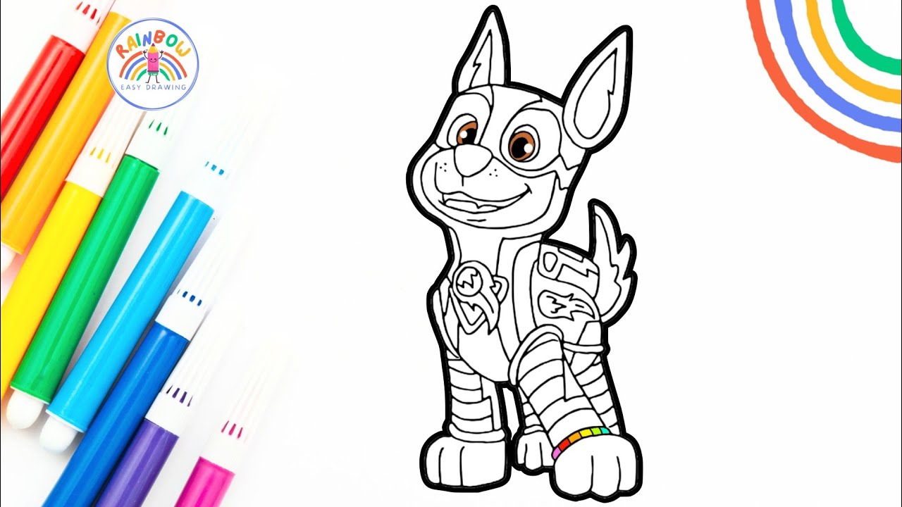 PAW Patrol the Movie Chase Drawing Tutorial | How to Draw Chase PAW ...