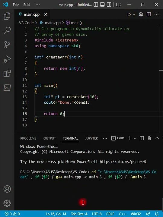 C Program To Dynamically Allocate An Array Of Given Size Youtube