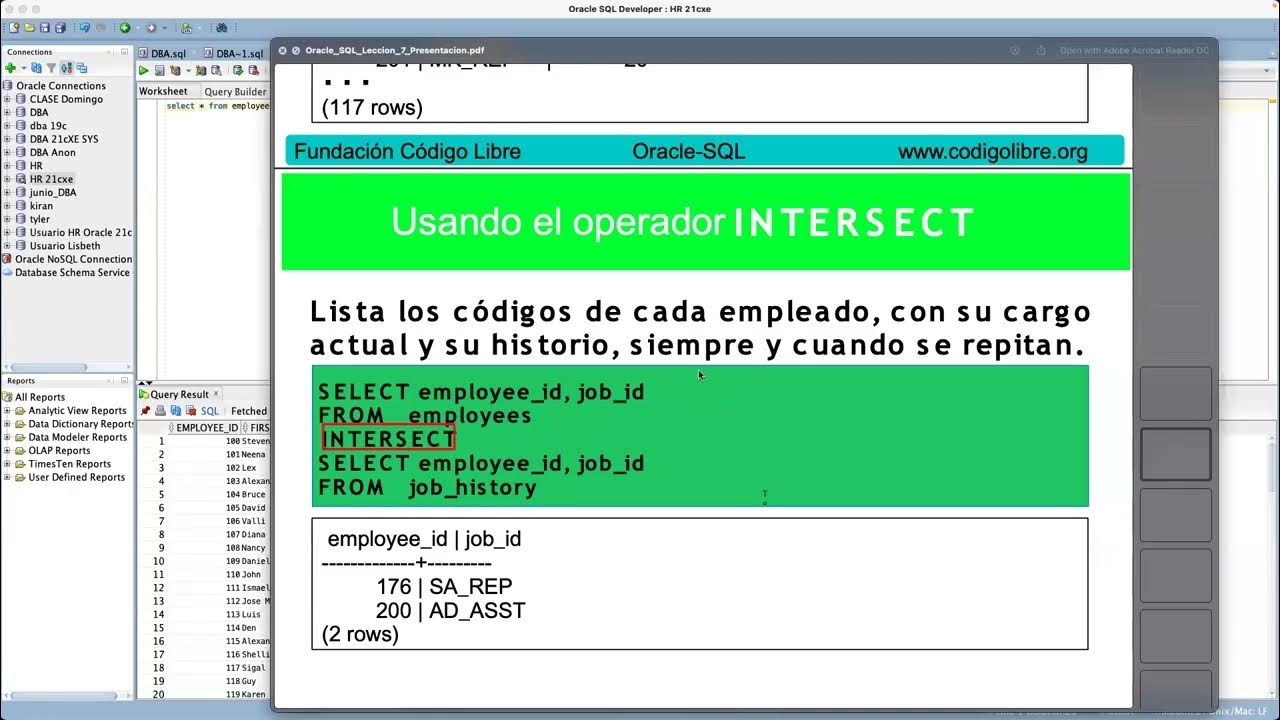 Oracle SQL - Usando los operadores de conjunto - 25-09-2022 - YouTube