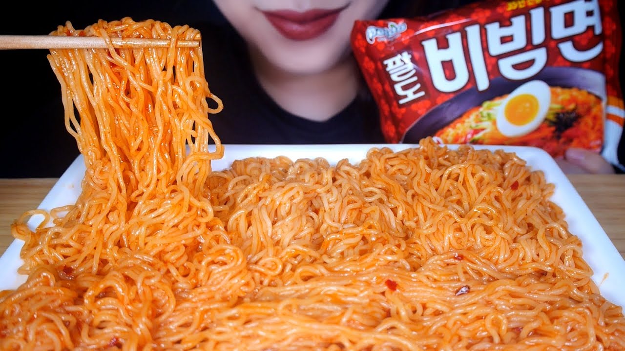 ASMR 3배매운 팔도비빔면 Spicy Paldo Bibim noodles 먹방 MUKBANG EATING SOUNDS - YouTube