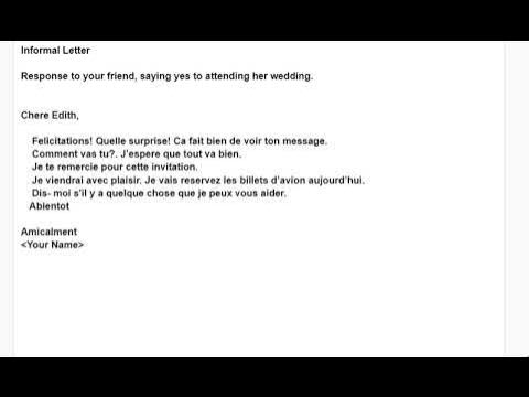 Informal letter (french): Accepting an invitation, Lettre informelle ...