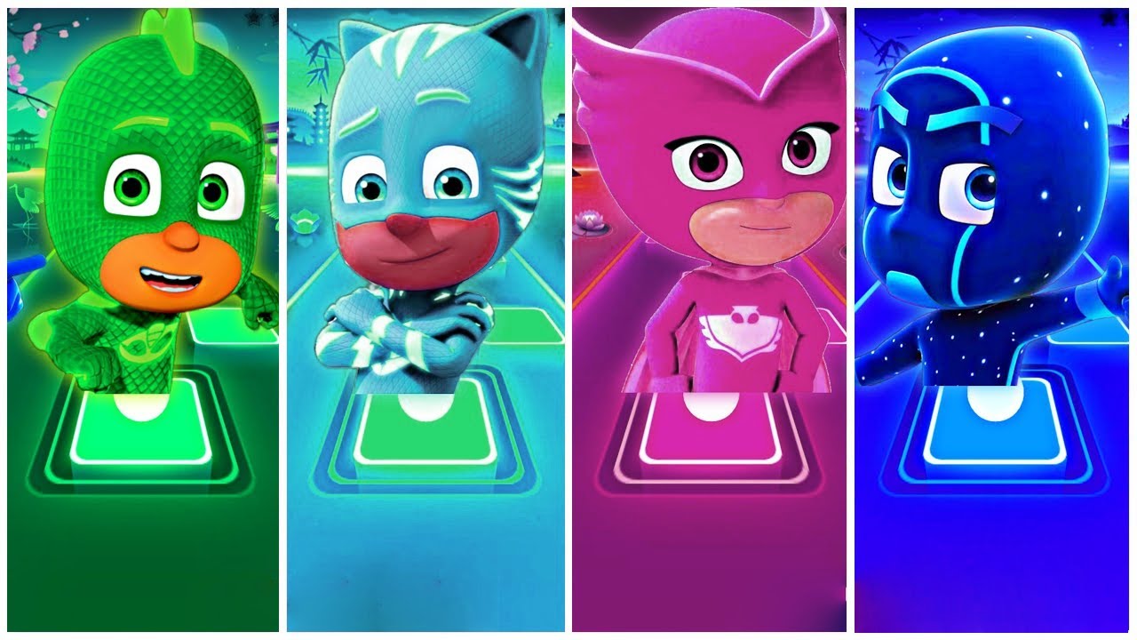 CatBoy🔴Gekko🔵Night Ninja🟢Owlette || PJ Masks 🎶 Tiles Hop EDM Rush - YouTube