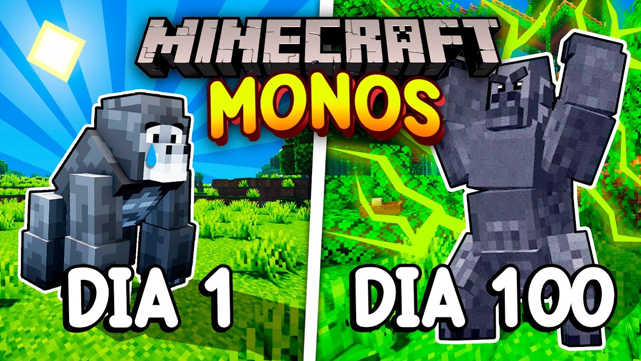 SOBREVIVÍ 100 DÍAS como un MONO en MINECRAFT 🐒🦍 - YouTube