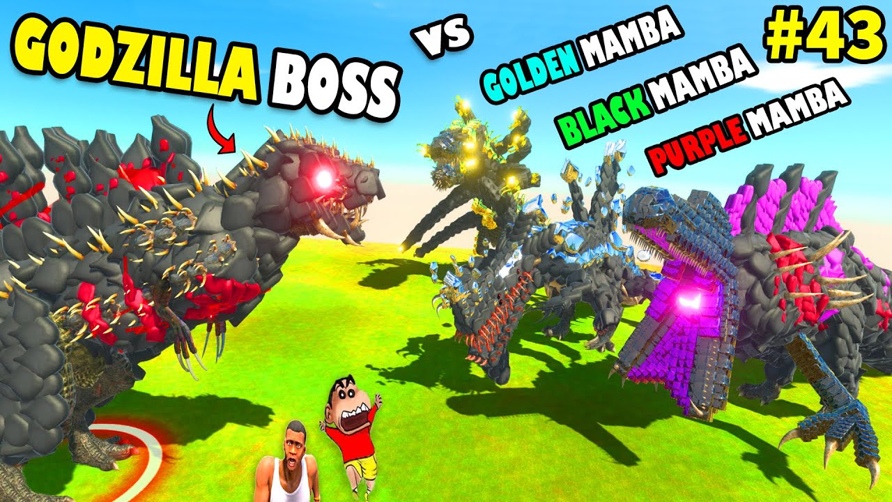 ALL 3 MAMBAS vs GODZILLA BOSS CHOP SHINCHAN & HAMID-T in Animal Revolt ...