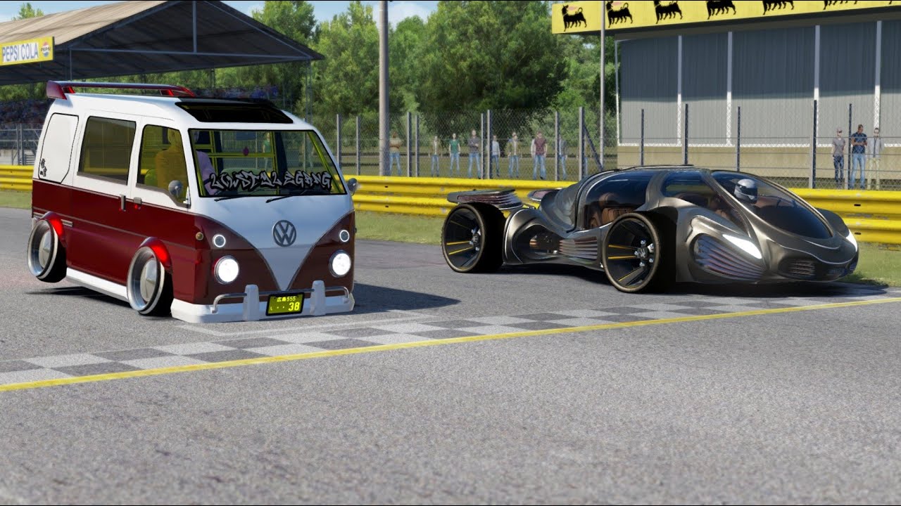 LSG Extra VW Samba Bus Style 98 vs Maserati Diablo at Monza Full Course ...