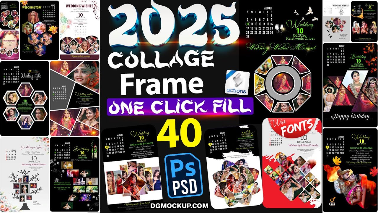 2025 Collage Frames Design Psd | With Fonts | Anniversary and Birthday ...