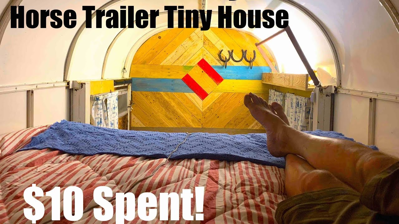 $10 Cabin Conversion-Horse Trailer- Tiny House Village Phase One! - YouTube