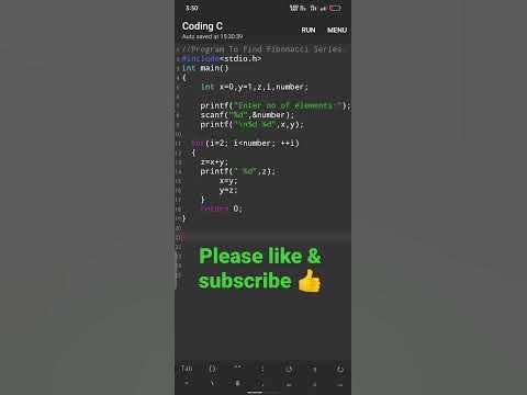 Fibonacci Series Program | #shorts #cprogramming #coding - YouTube