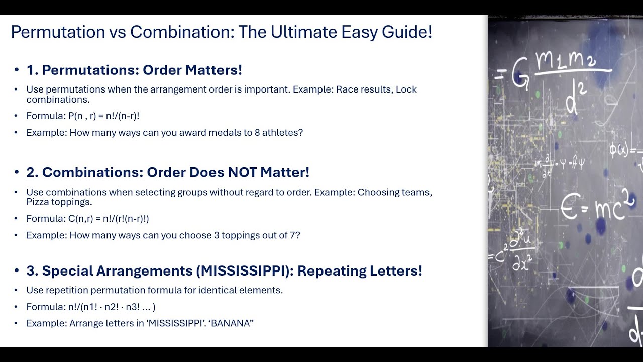 Permutation vs Combination Easy Guide with Calculator - YouTube