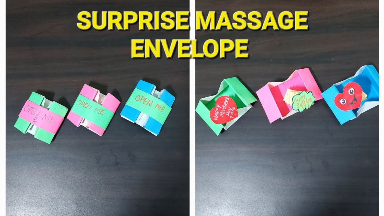 HOW TO MAKE EASY ORIGAMI SURPRISE MASSAGE ENVELOPE - YouTube