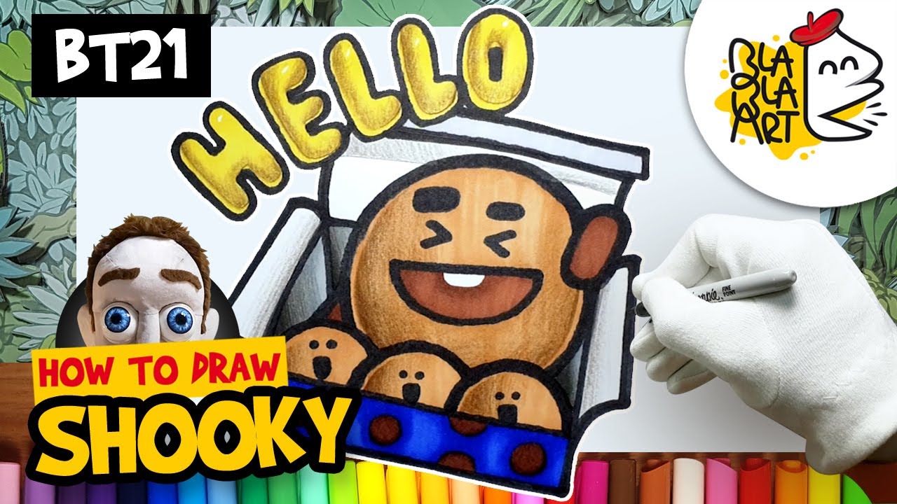 HOW TO DRAW SHOOKY FROM BT21 | Best BT21 Members Easy Drawing | BTS and ...