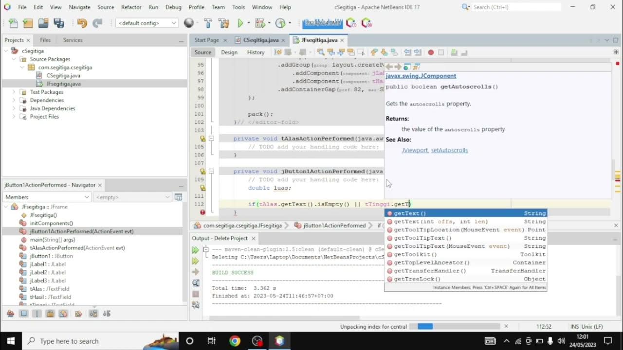 Aryono Prihandito, Npm 2211010033, membuat program menghitung luas ...