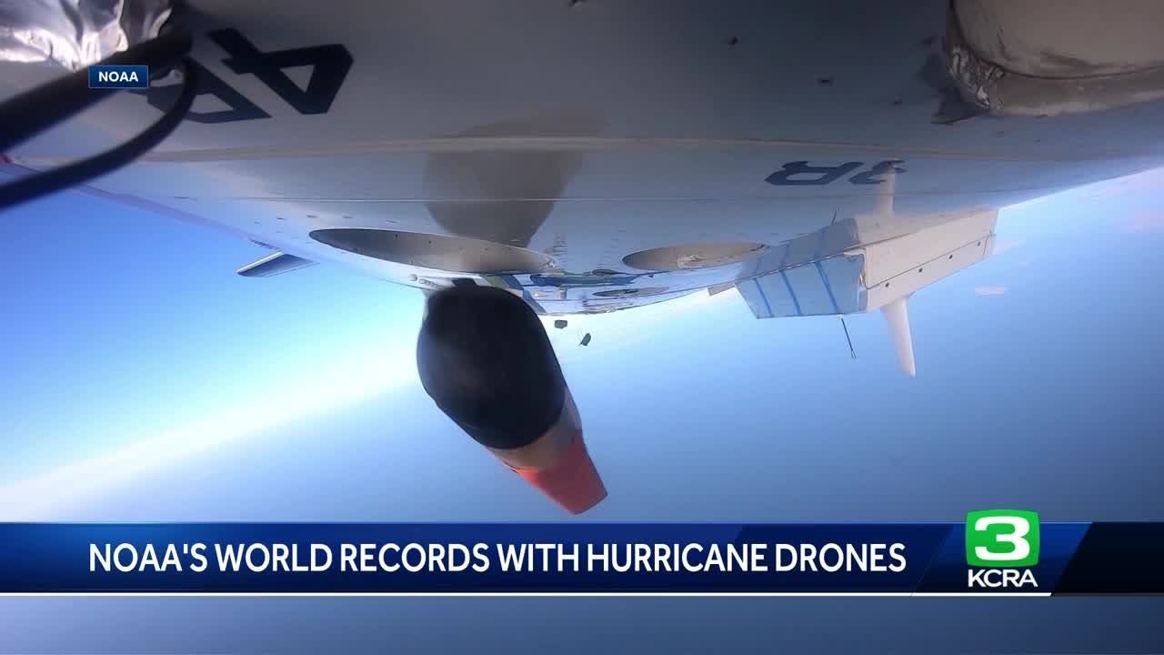 NOAA broke 3 Guinness World Records with hurricane hunter drones - YouTube