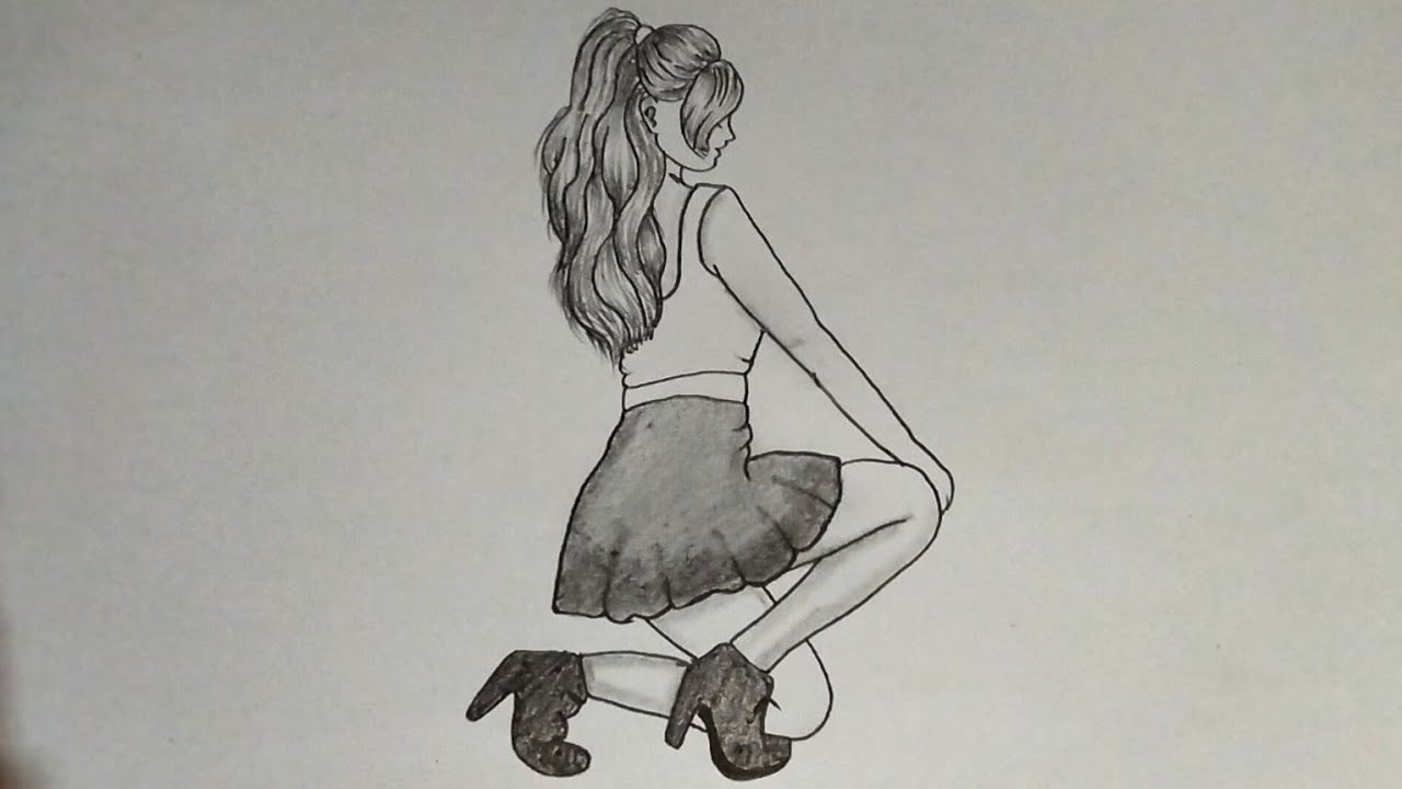 How to draw a sitting girl - Drawing easy || Pencil sketch for beginner ...