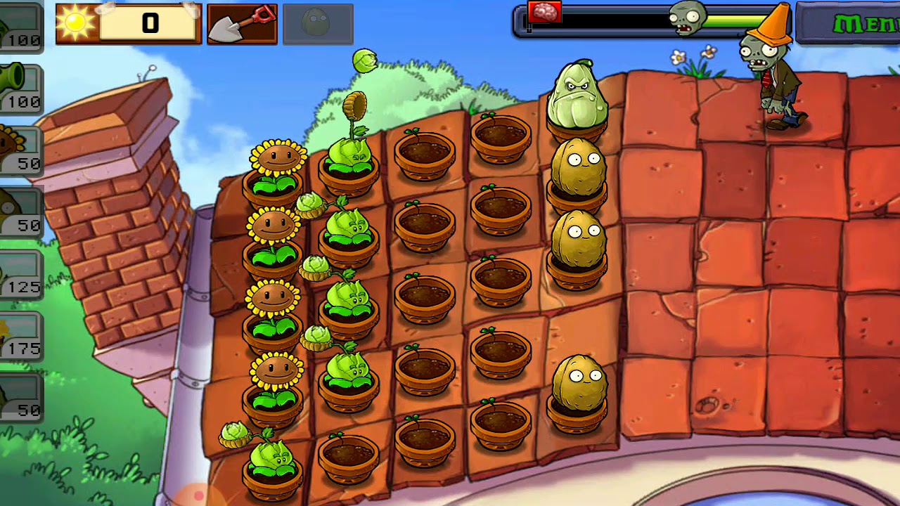 Plants vs zombies roof level_1 - YouTube