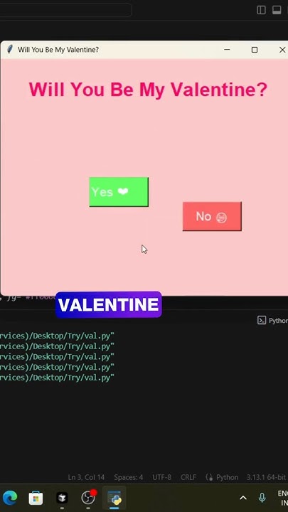 Valentine Day Python Code #securebyte #windows #privacyfirst - YouTube
