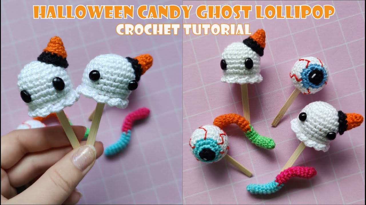 How To Make Halloween Candy Ghost Lollipop | Crochet Tutorial - YouTube