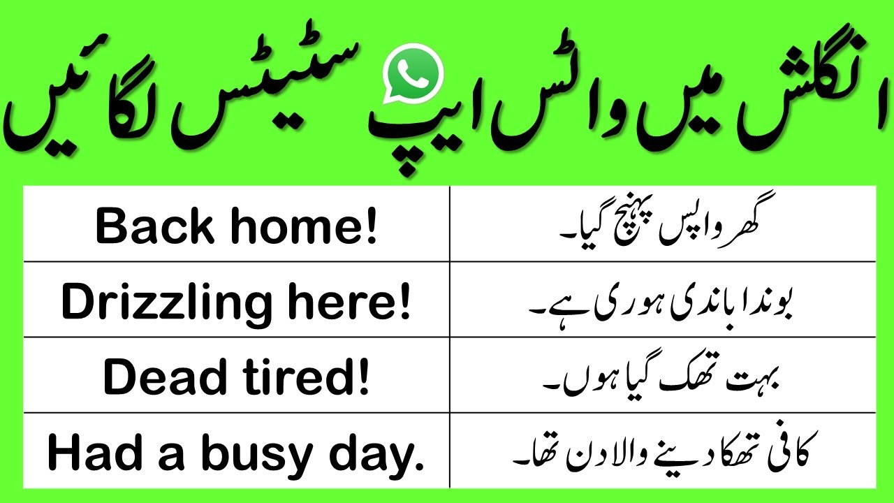 WhatsApp Status Sentences in English with Urdu Translation | @ilmrary ...