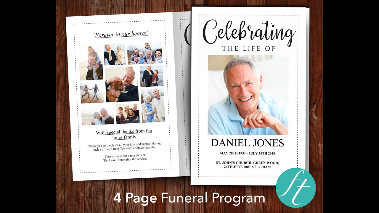 4 Page Classic Funeral Program Template - YouTube