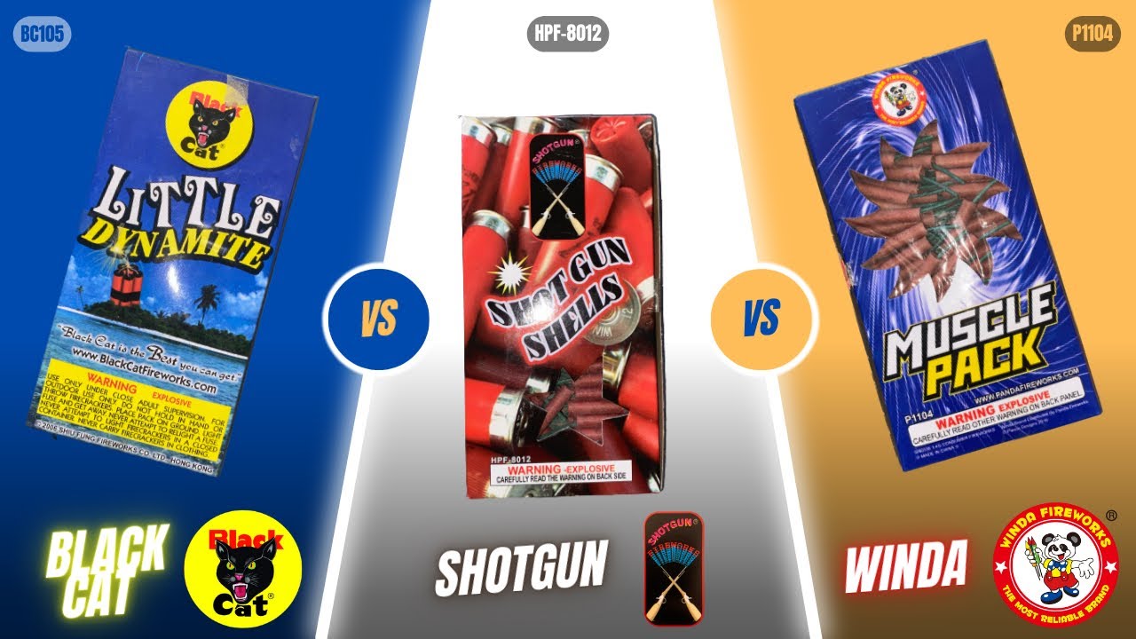 Red Firecracker Comparison (BLACK CAT vs. SHOTGUN vs. WINDA) - YouTube