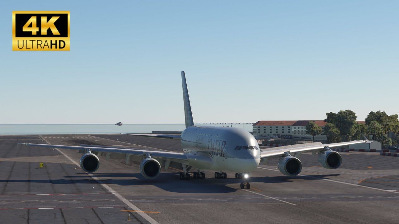 Epic A380 Landing at Gibraltar: Qatar Airways Cockpit, Outside & Wing ...
