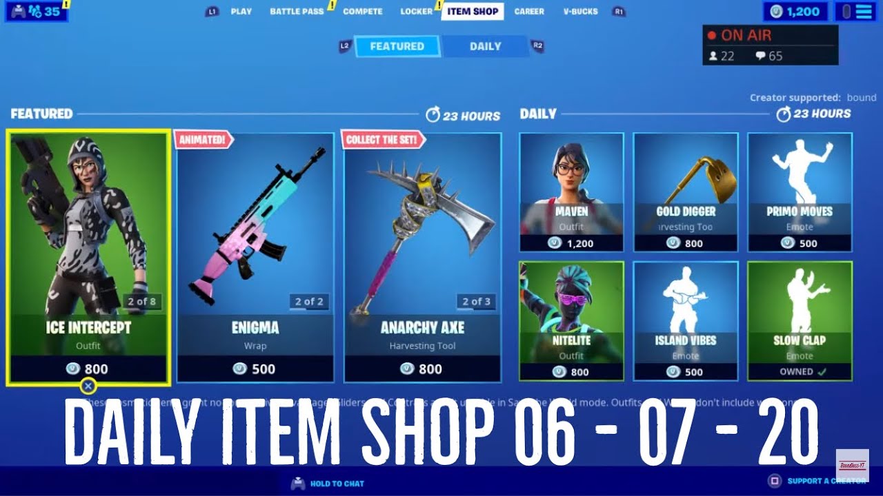 Fortnite daily item shop 06 - 07 - 20 & Playing w/ subs - YouTube