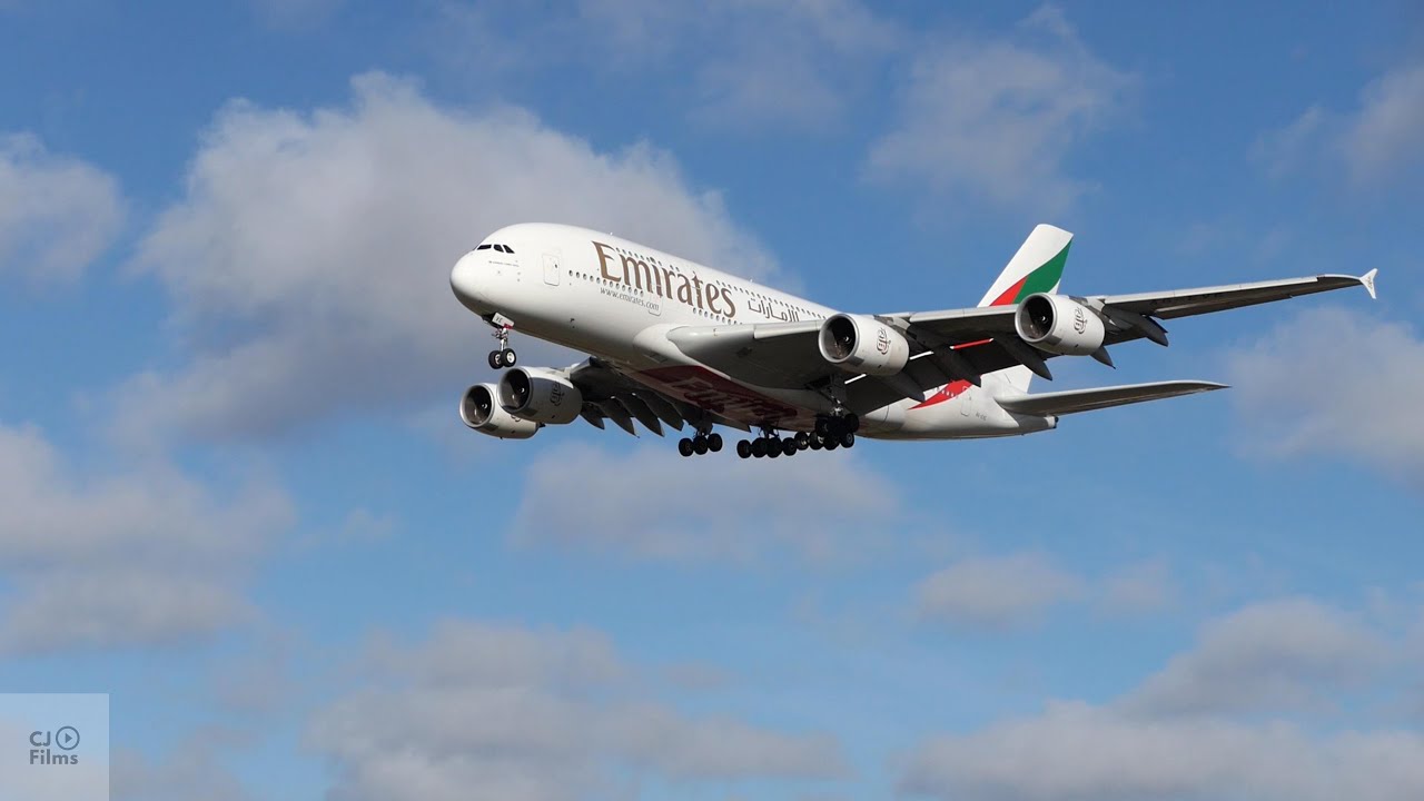 Emirates A380-842 arrival at Christchurch Airport 9 July 2024 (EK412 ...