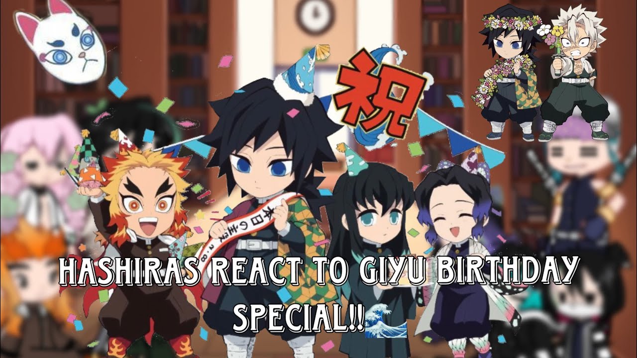 Hashiras react to Giyu birthday special!🌊🤍 (sanegiyu + angst) - YouTube