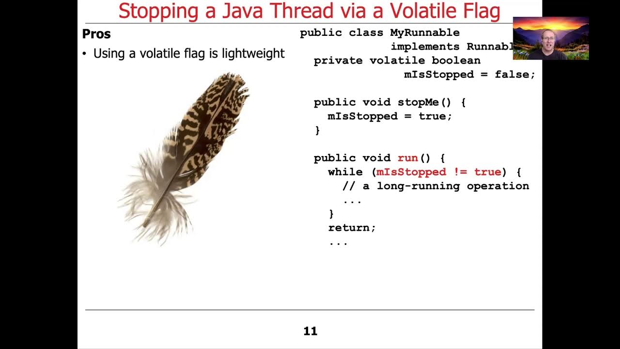 Managing the Java Thread Lifecycle: Stopping a Thread via a Volatile Flag - YouTube