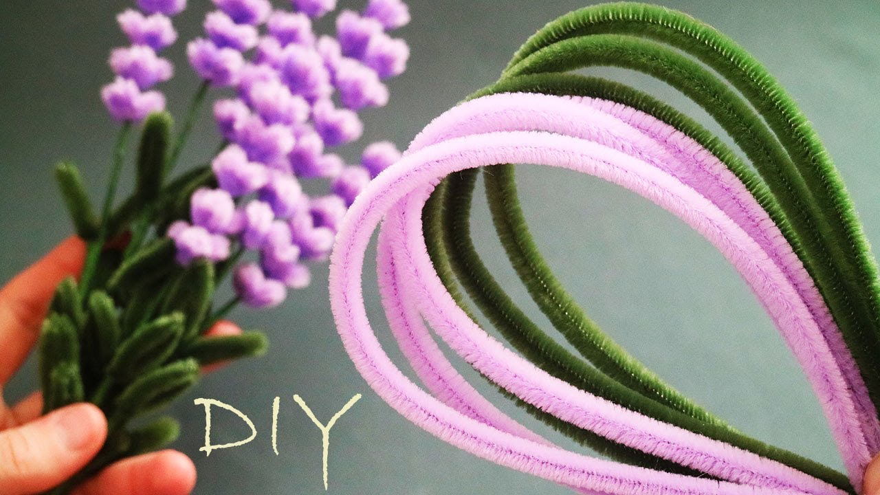 A UNIQUE SIMPLE WAY to make lavender from pipe cleaners - YouTube