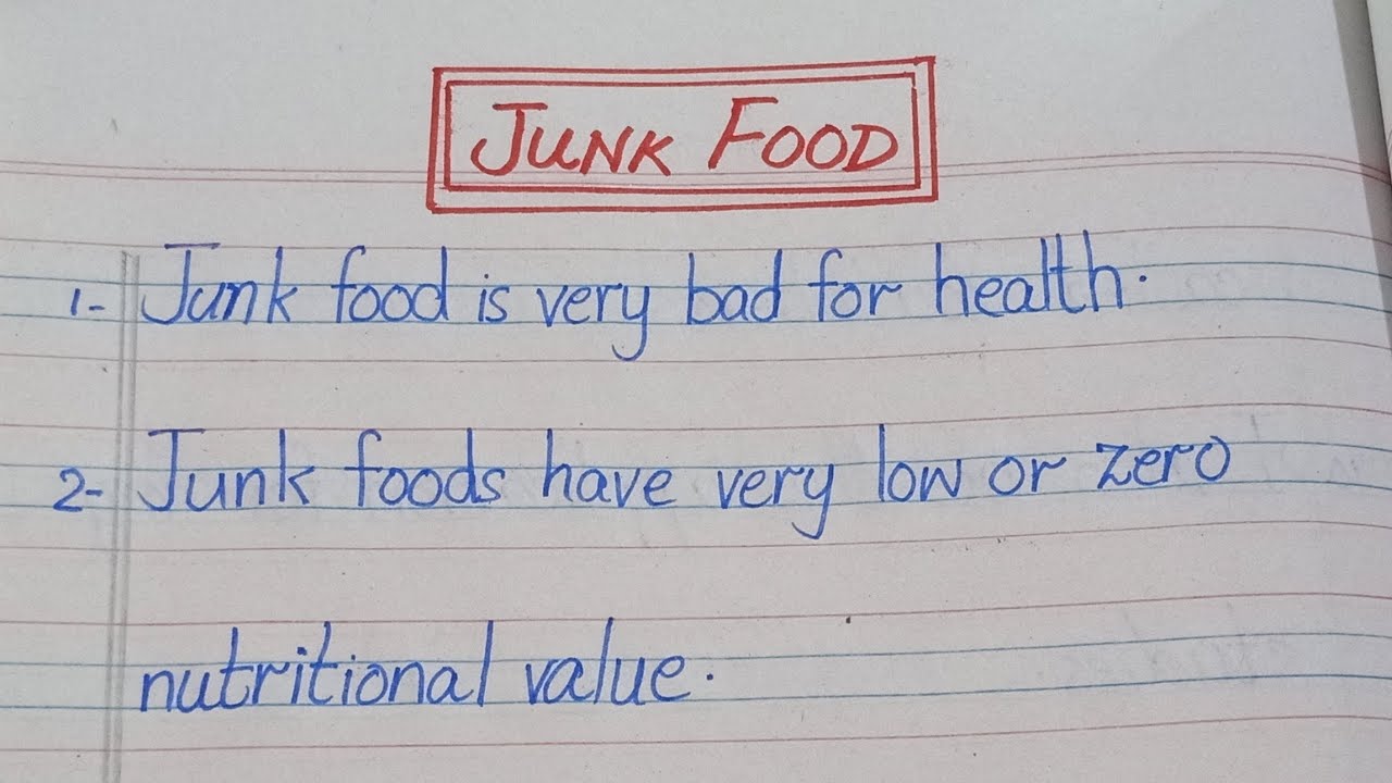 10 Lines Essay on Junk Food / Writing English Essay about on Junk Food ...