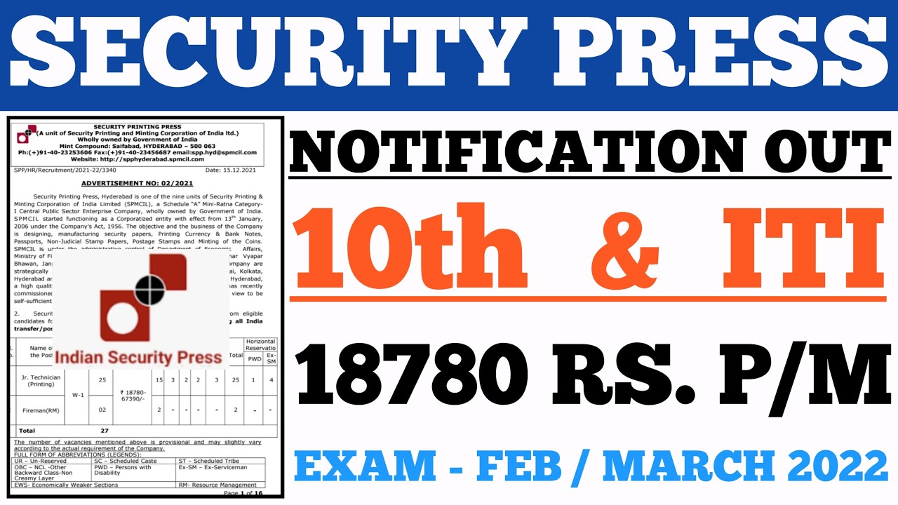 SECURITY PRINTING PRESS 20RECUITMENT SALARY 18780 RS 10TH ITI security-printing-press-20recuitment-salary-18780-rs-10th-iti