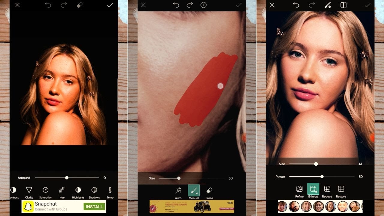 Face and Skin Retouching in Picsart - Using the Retouch Tool - YouTube
