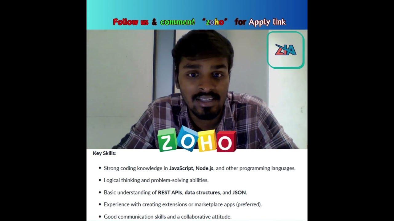 zoho - software developer - opening - YouTube