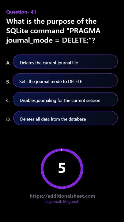 What is the purpose of the SQLite command PRAGMA journal mode DELETE - YouTube