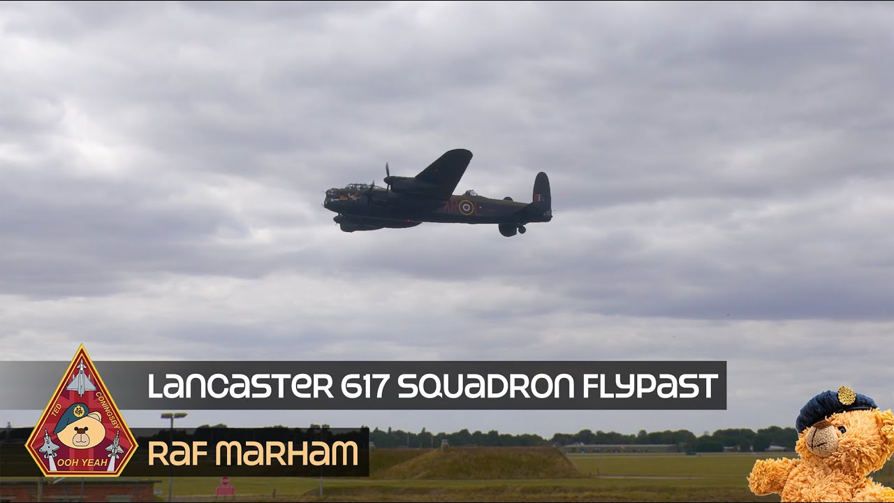 AVRO LANCASTER FLYPAST OVER 617 DAMBUSTERS SQUADRON F-35B LIGHTNING ...
