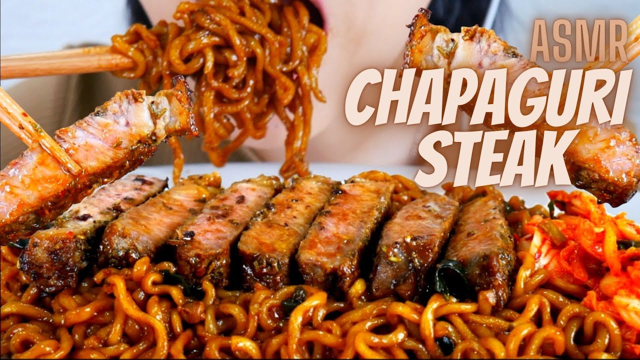 ASMR CHAPAGURI STEAK🥩🍝 | COOKING & EATING SOUNDS | ASMR INDONESIA | NO ...