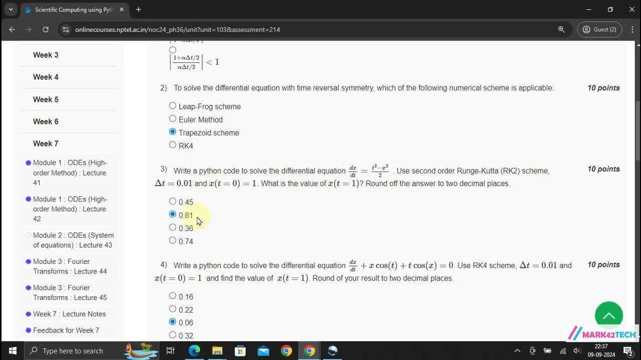 NPTEL Swayam Scientific Computing using Python Week7 Assignment 7 Solution July 2024 - YouTube