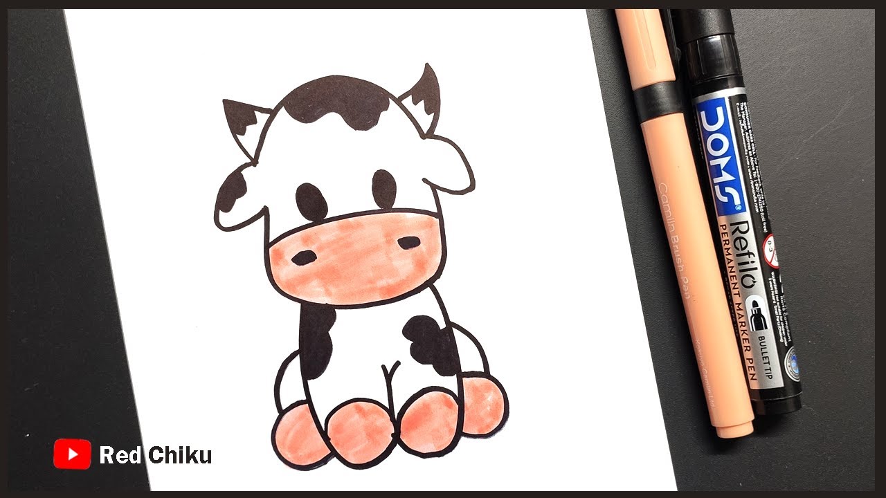 How To Draw Cartoon Cow Step By Step || Cow Drawing Easy || Drawing For ...