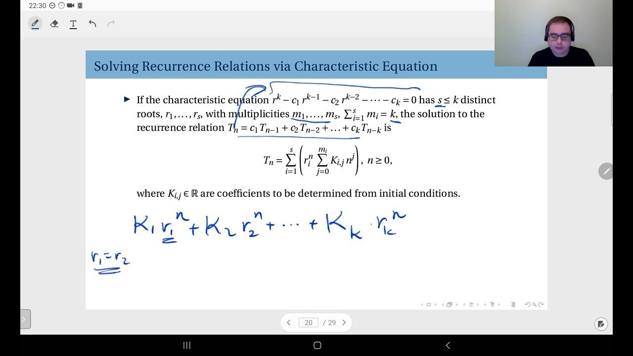11.09 Solving Recurrence Relations with Repeated Characteristic Roots - YouTube