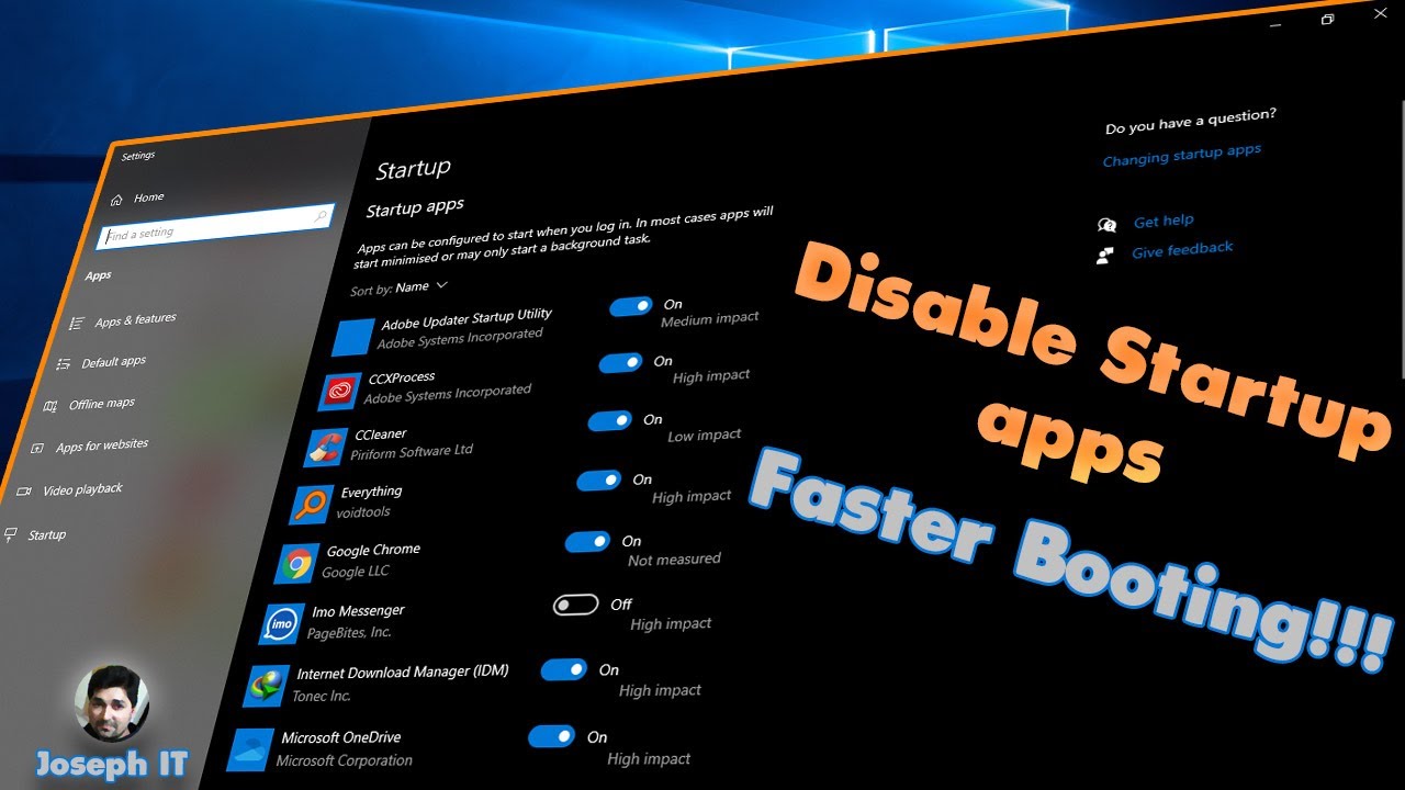 Windows 10 - Disable Startup Programs to Speed up PC booting - YouTube